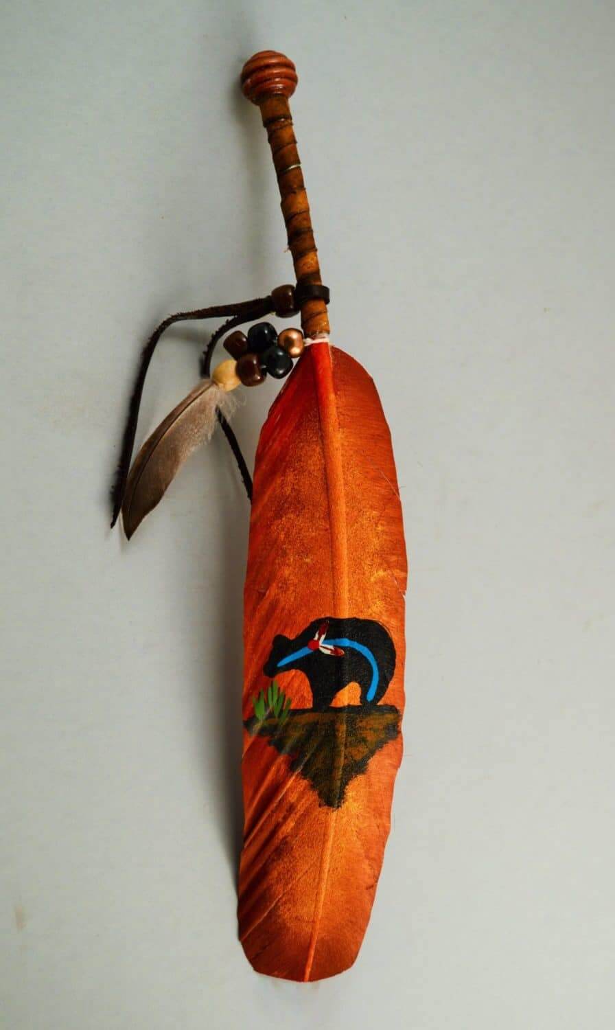 Hand Painted Feather - Bear - Southwest Arts and Design